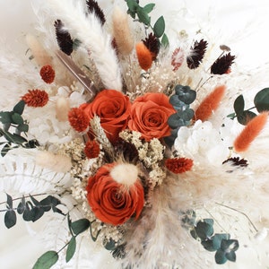 Neutral Rust Greenery Bouquet / Dark Chocolate + White + Pampas Grass ...