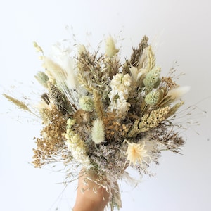 Neutral Earthy Tone Dried Flowers Bouquet / Wildflowers Bouquet / White ...