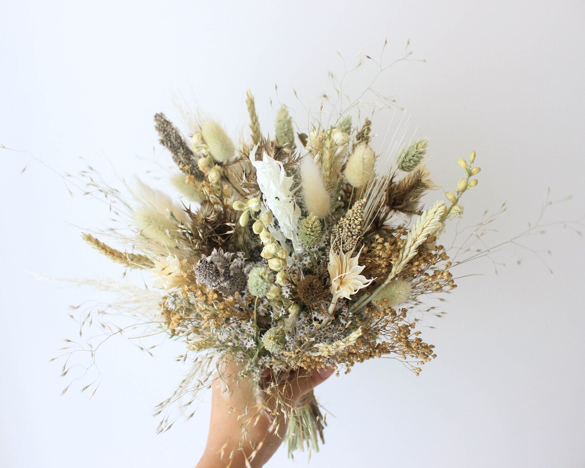 Neutral Earthy Tone Dried Flowers Bouquet / Wildflowers - Etsy