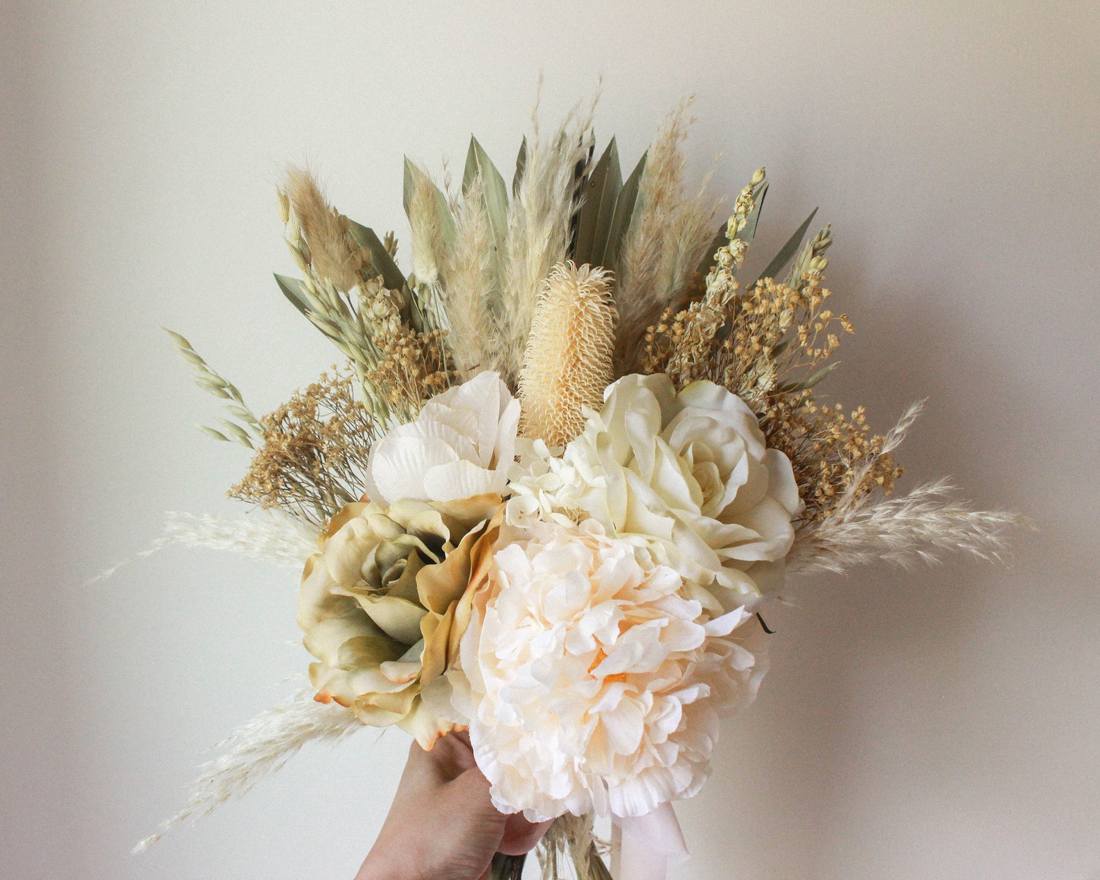 Rust Tone Dusty Rose Pampas Grass Bouquet / Large Palm Spear - Etsy