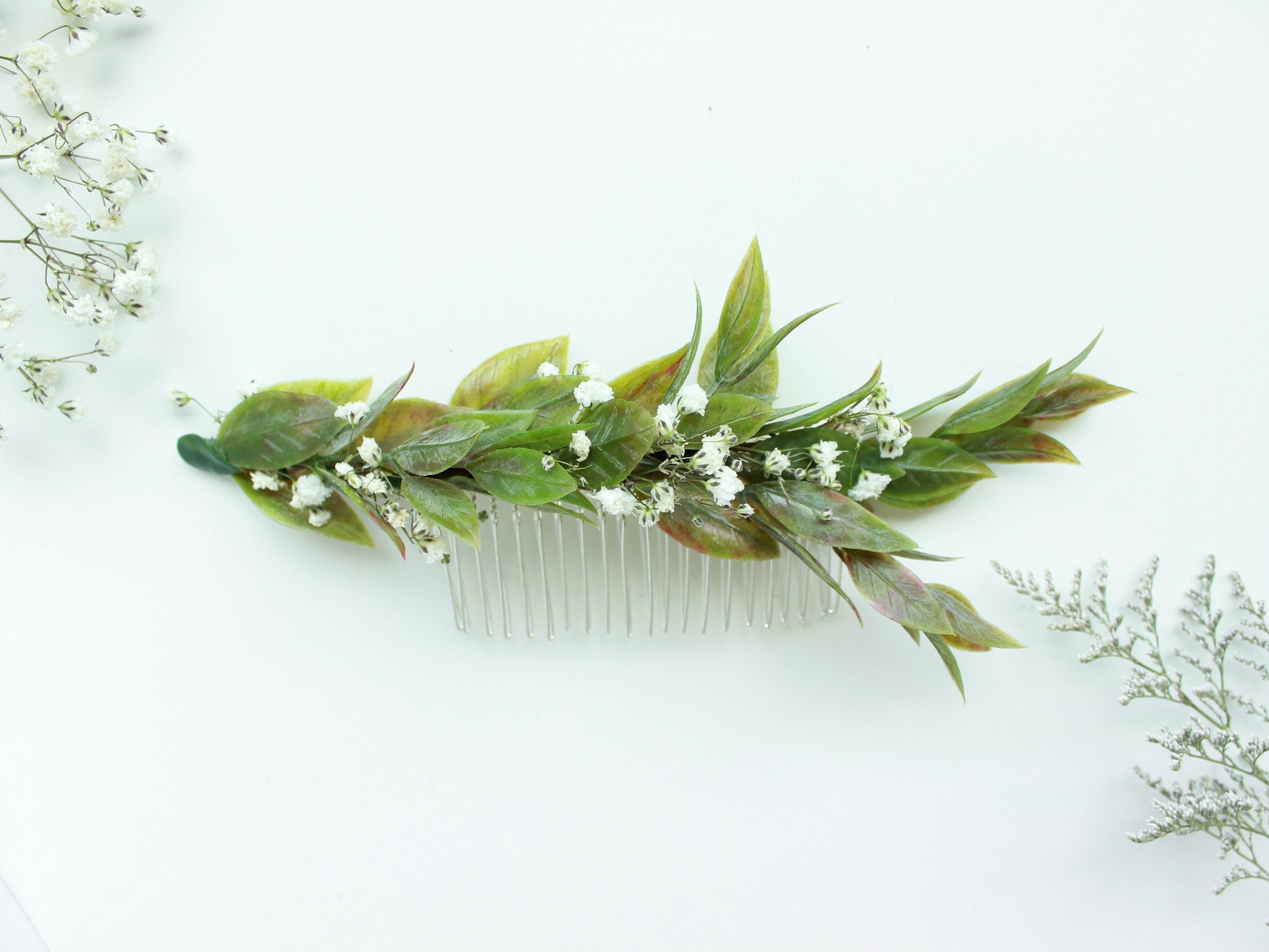Greenery Hair Comb / Babies Breath Comb / Green Leaves Hair - Etsy UK