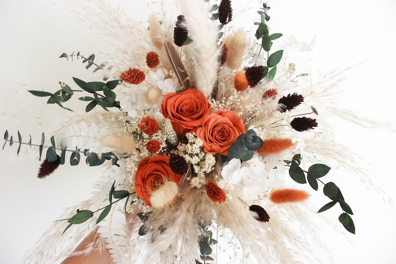 Neutral Rust Greenery Bouquet / Dark Chocolate White - Etsy