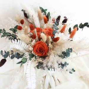 Neutral Rust Greenery Bouquet / Dark Chocolate + White + Pampas Grass ...