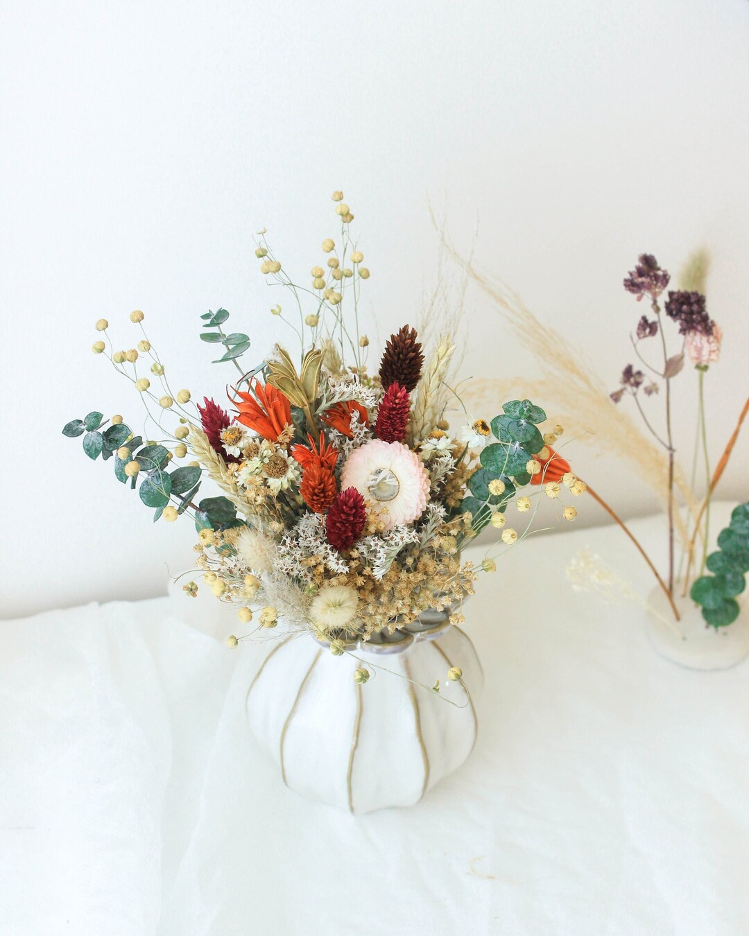 Mini Centerpiece Table Decor / Neutral Rust Tone Eucalyptus Greenery ...