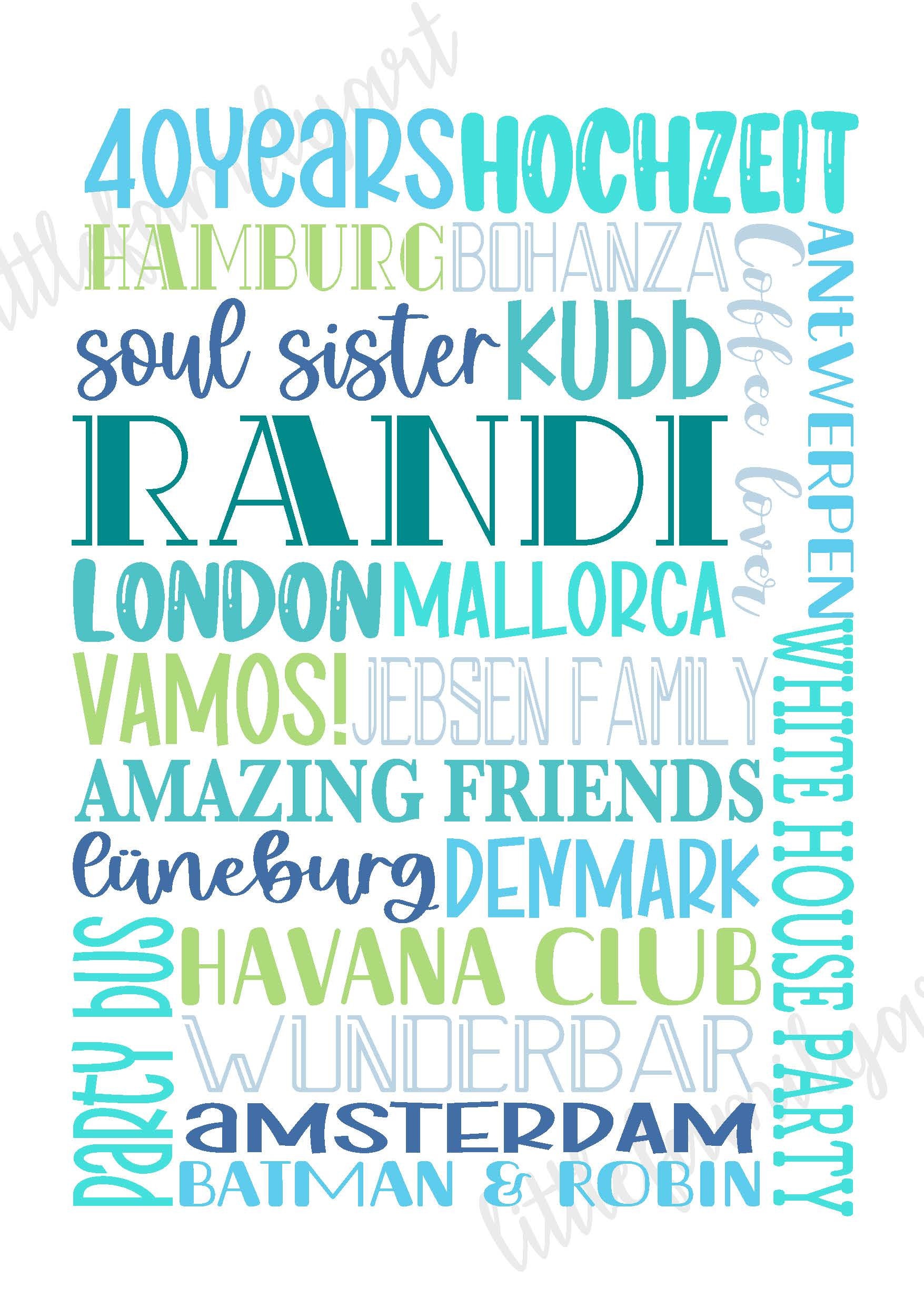 DIGITAL - Design Your Collage Word Art - Your Own Words, Any Colour ...