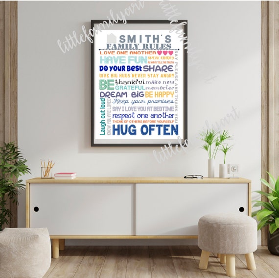 Word Cloud Custom Family House Rules Wall Art Personalized - Etsy Australia