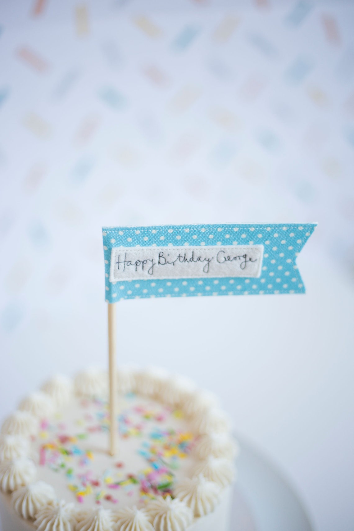 Personalised birthday cake topper flags by Jane Kent Studio | Etsy