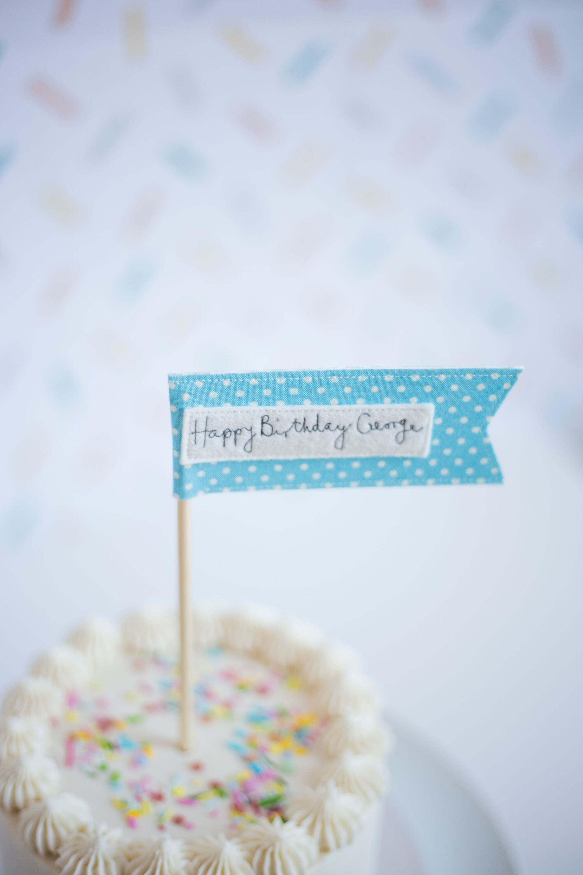 Personalised birthday cake topper flags by Jane Kent Studio | Etsy