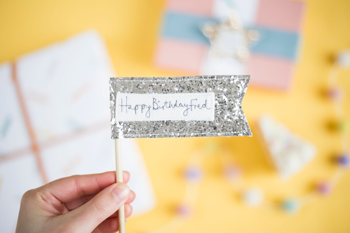 Personalised Birthday Cake Topper Flags by Jane Kent Studio - Etsy ...