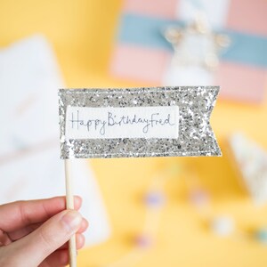 Personalised Birthday Cake Topper Flags by Jane Kent Studio - Etsy ...