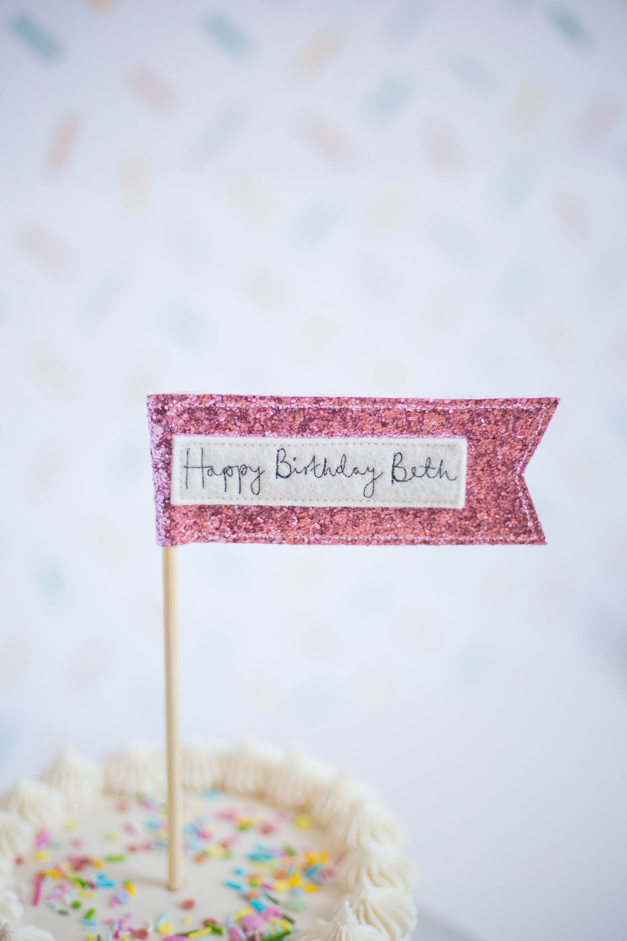Personalised birthday cake topper flags by Jane Kent Studio | Etsy