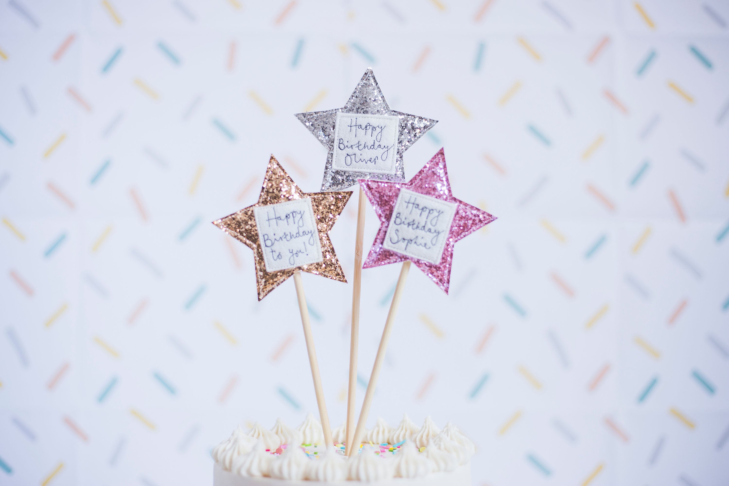 Sparkly Star Personalised Birthday Cake Topper | Etsy