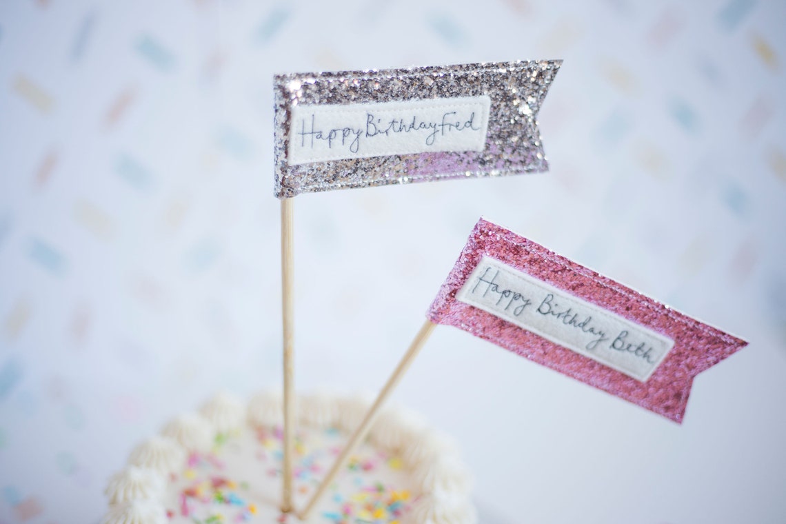 Personalised Birthday Cake Topper Flags by Jane Kent Studio - Etsy ...