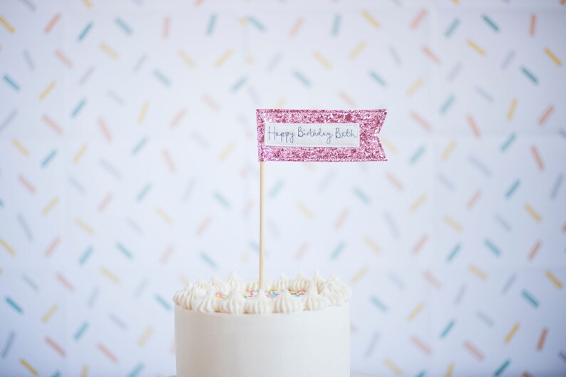Personalised birthday cake topper flags by Jane Kent Studio | Etsy