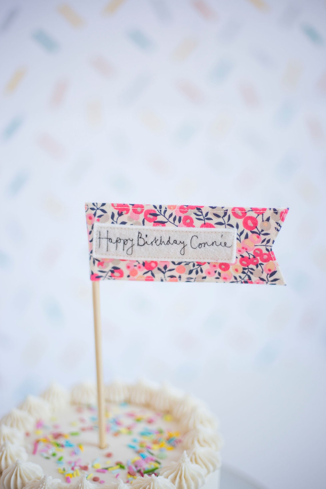Personalised birthday cake topper flags by Jane Kent Studio | Etsy