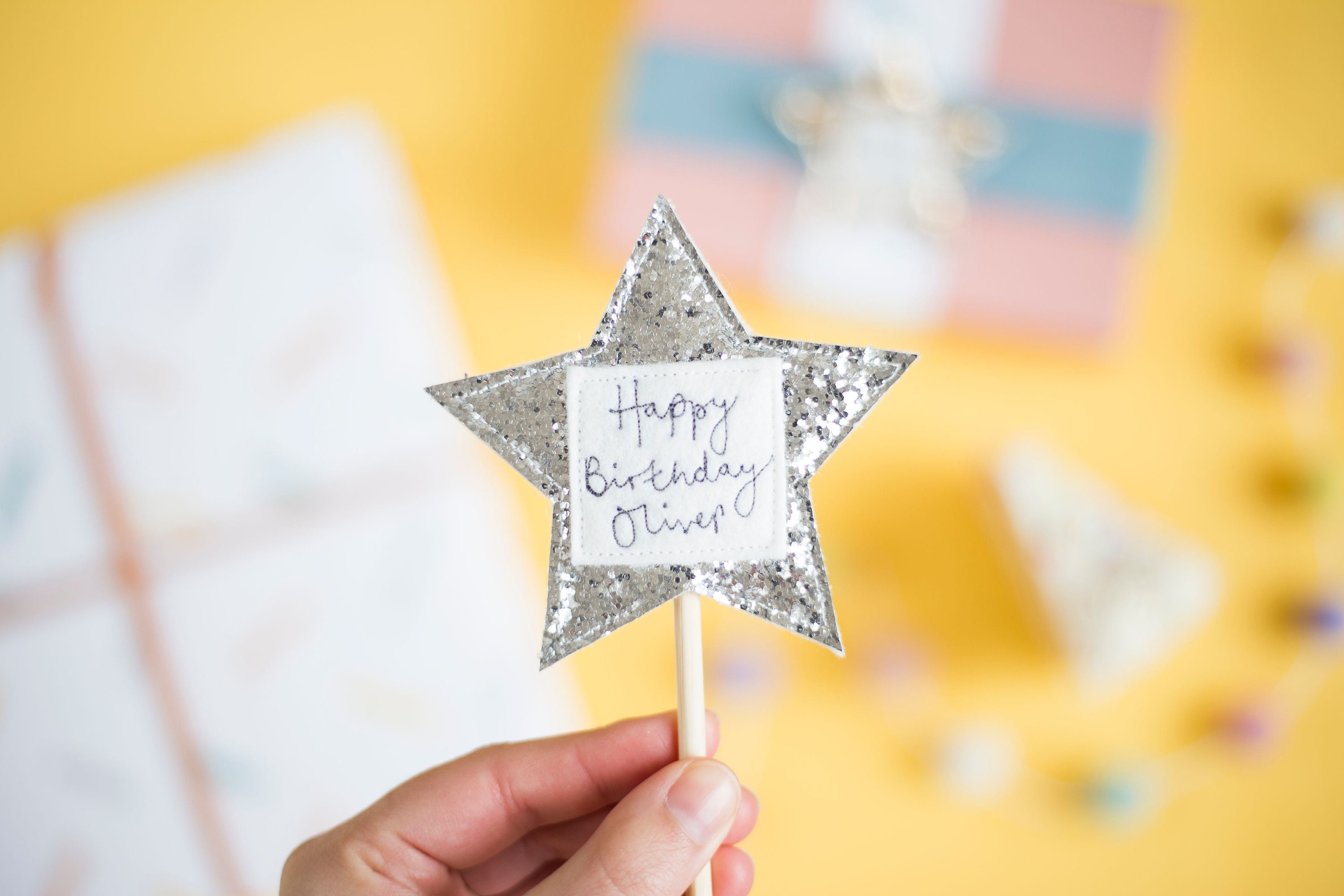 Sparkly Star Personalised Birthday Cake Topper | Etsy