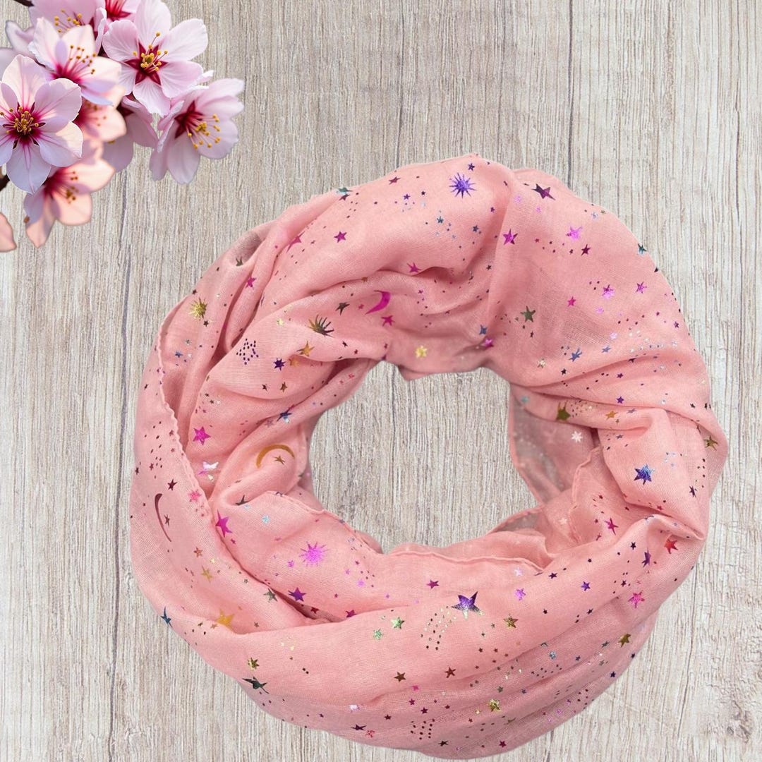 Lightweight Glitter Moon and Star Snood Infinity Scarf - Etsy UK