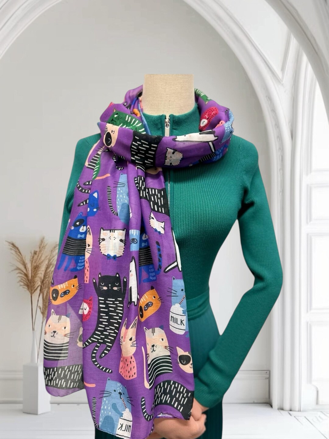 Cute Cat Print Scarf Soft Scarves for Cat Lovers - Etsy UK