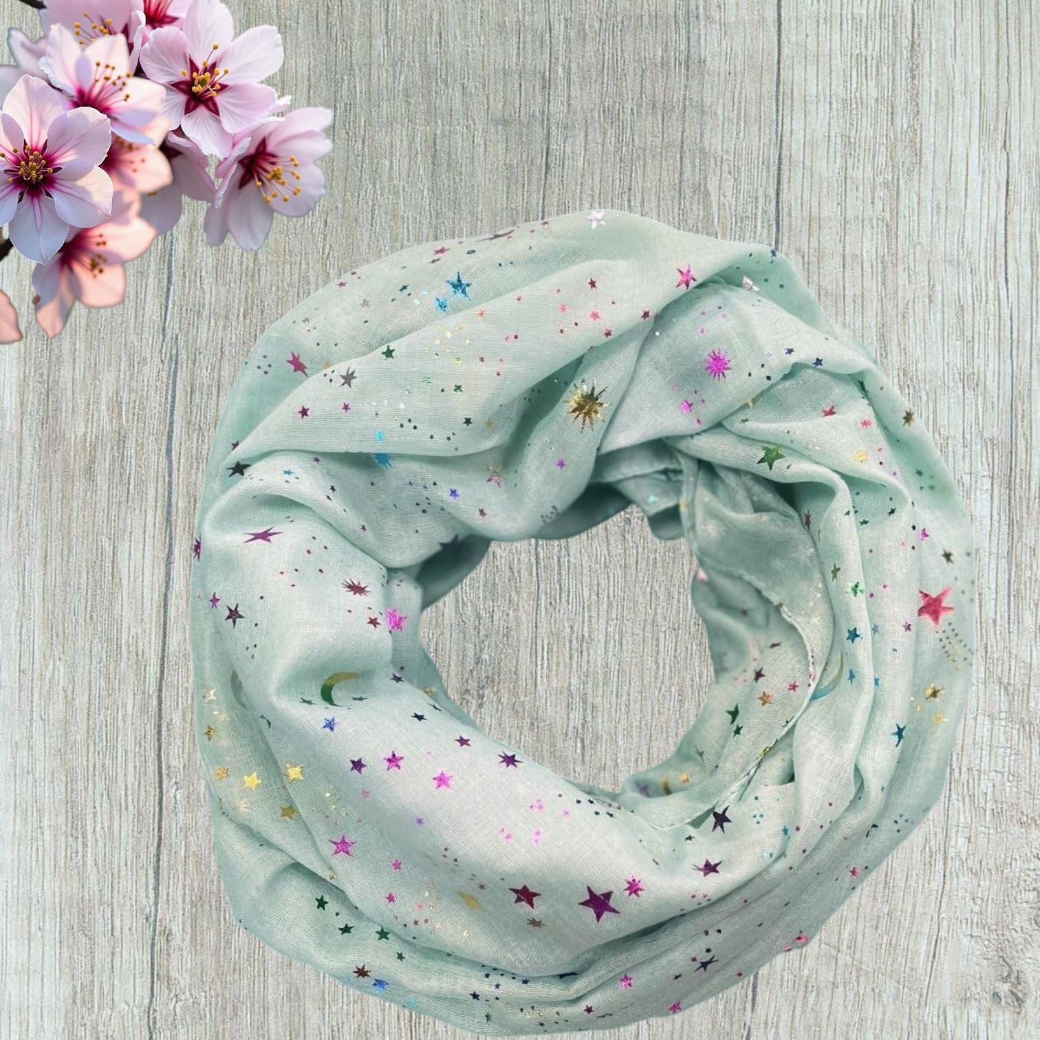 Lightweight Glitter Moon and Star Snood Infinity Scarf - Etsy UK