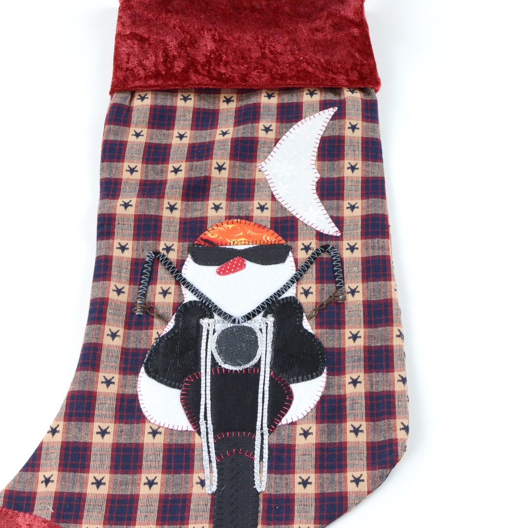 Motorcycle Rider Christmas Stocking | Biker Holiday Stocking | Harley ...