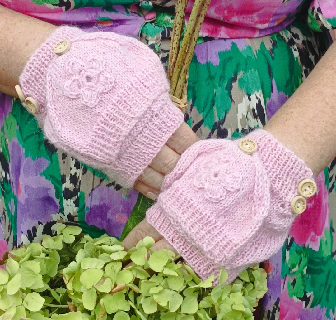 Handmade Genuinely Hand Knitted Alpaca Fingerless Mittens With Flap in ...