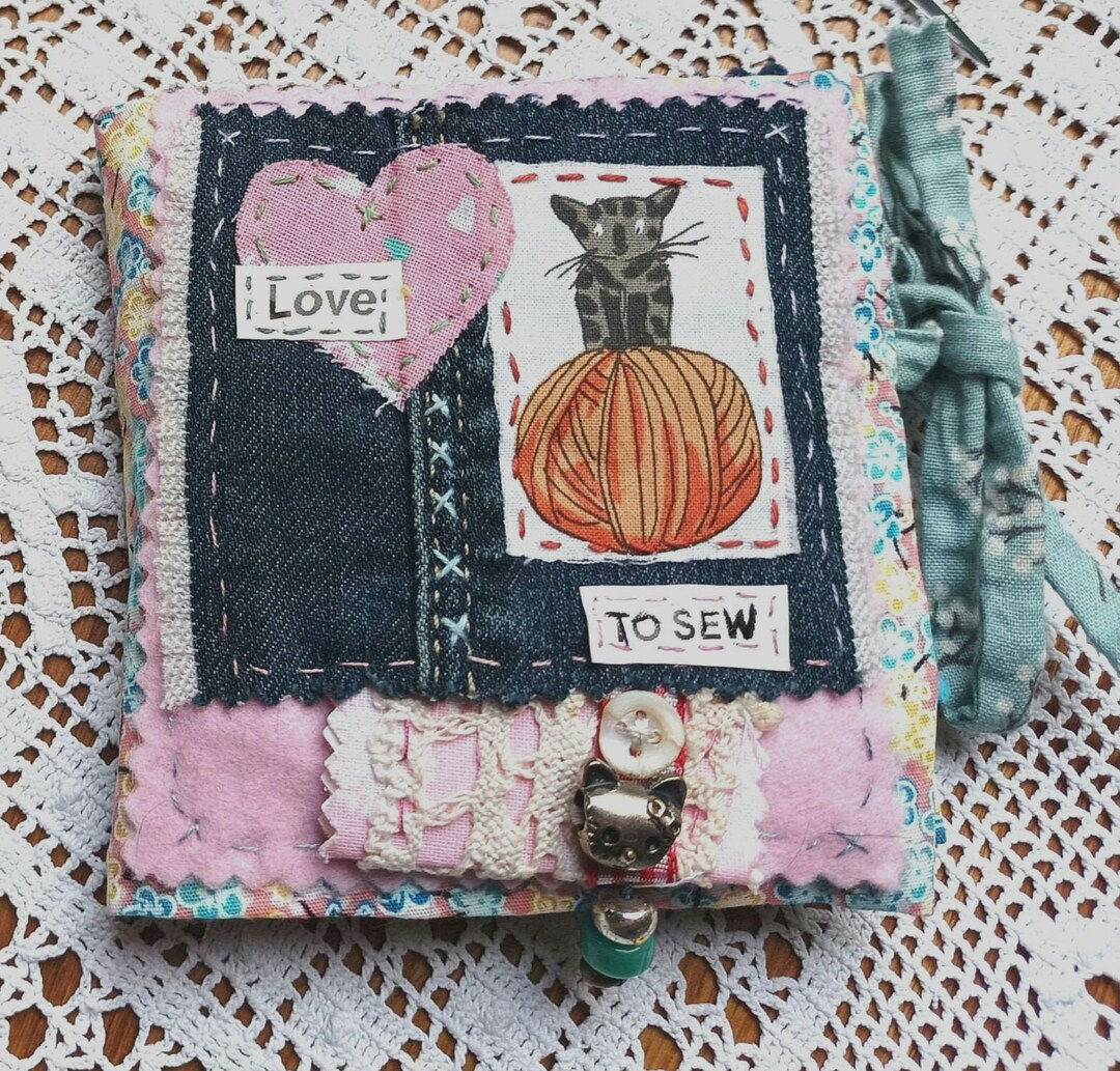 Handmade Needle Case. Hand Sewn With Creative Stitching With Repurposed ...