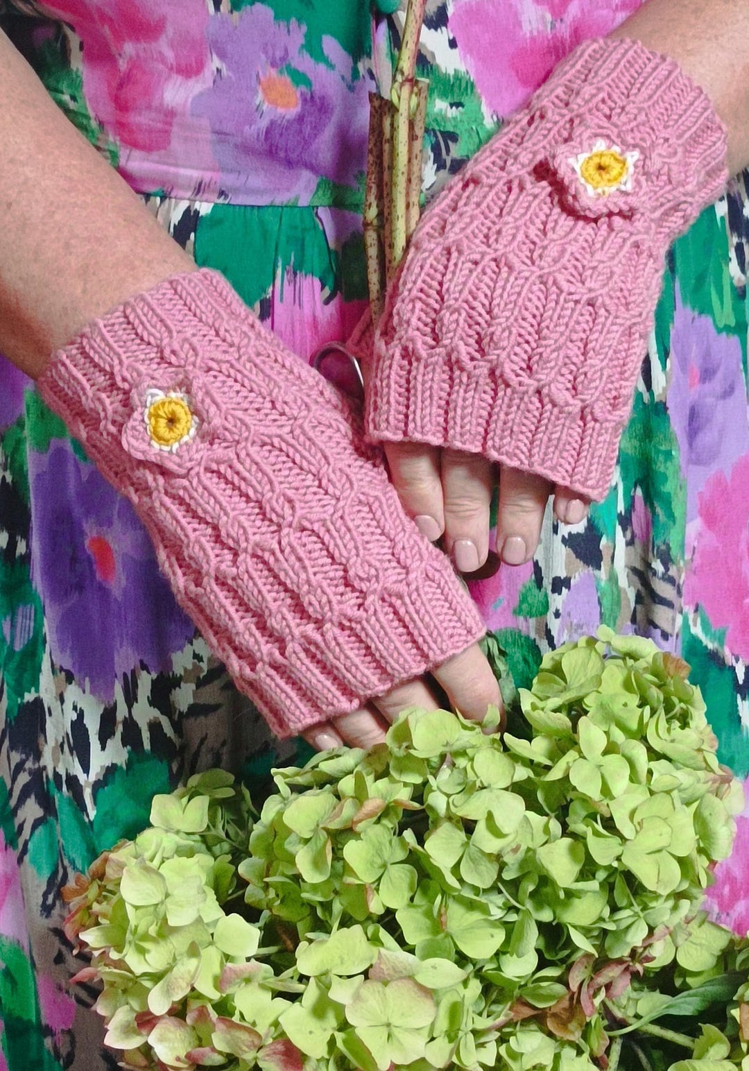 Handmade Genuine Hand Knitted Women's Merino Fingerless Mittens With ...