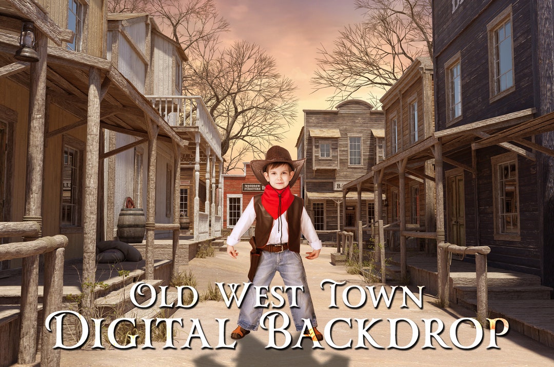 Old West Town Digital Background, Western Backdrop, Cowboy Backdrop ...