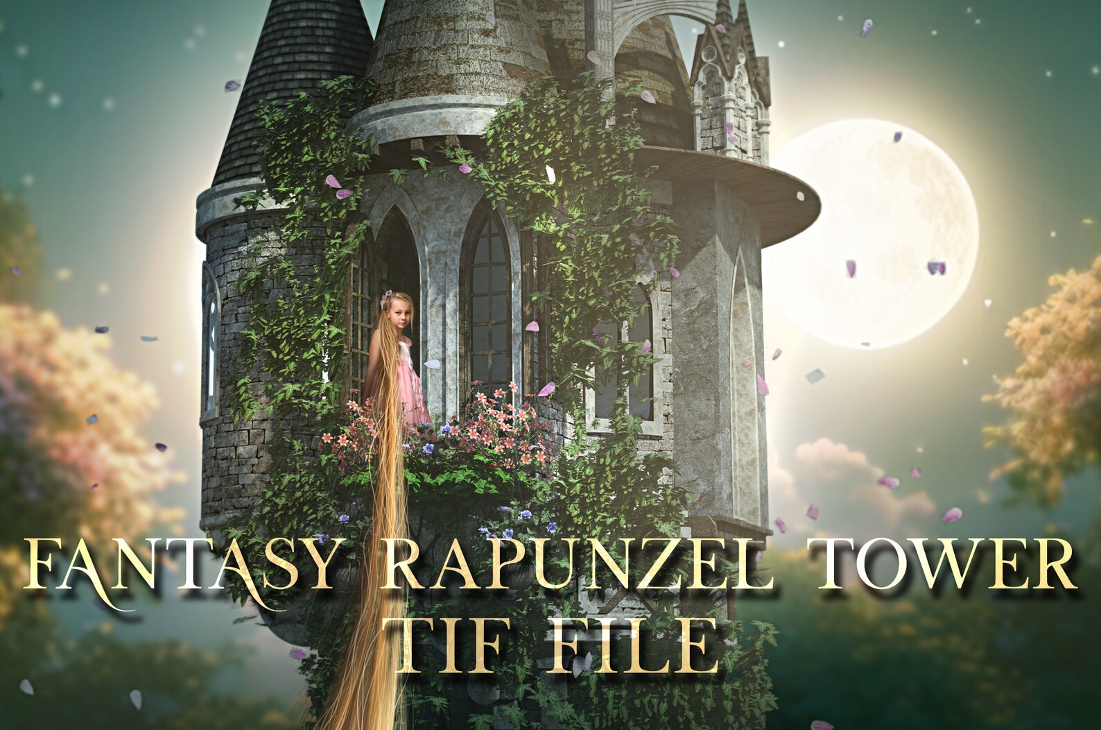 Rapunzel Tower Digital Background , Rapunzel Backdrop , Digital ...