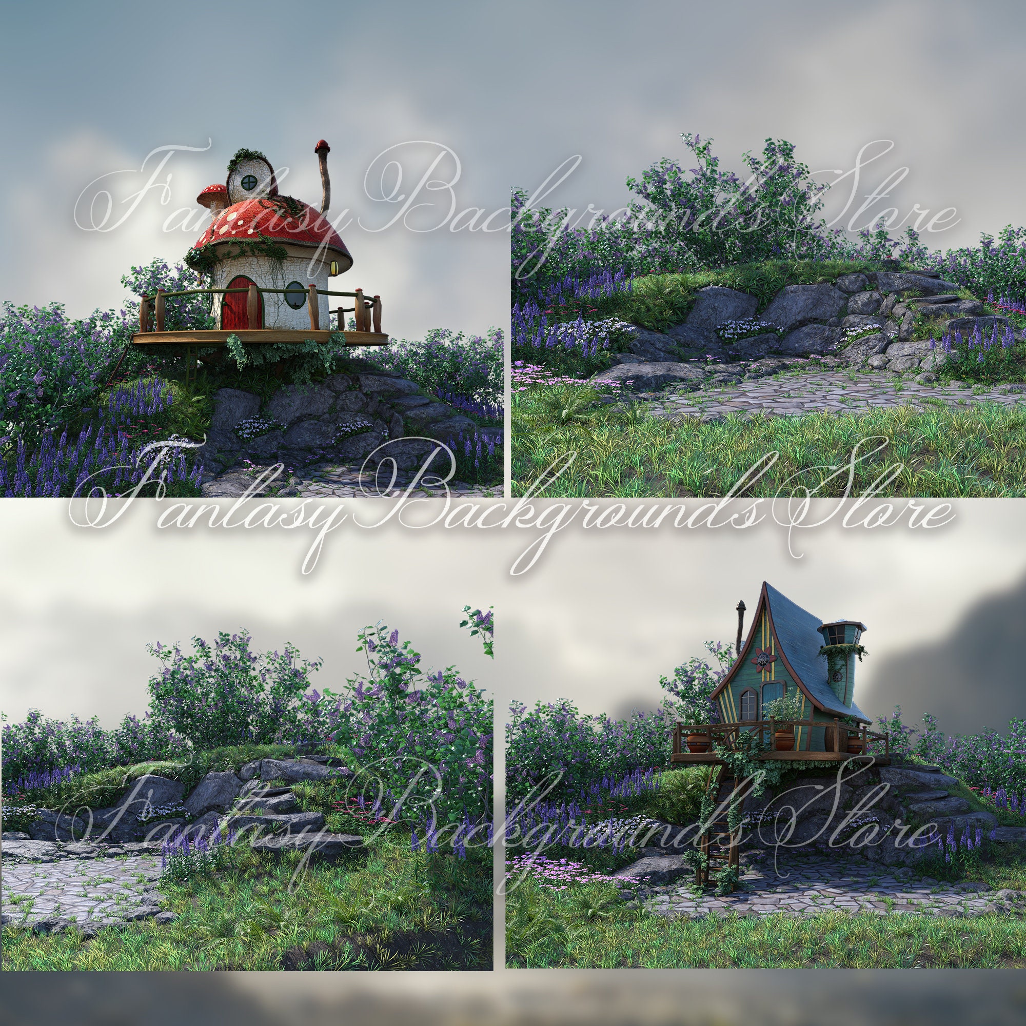 Fairy Houses Overlays , Flower Overlays , Bushes Overlays , Fantasy ...