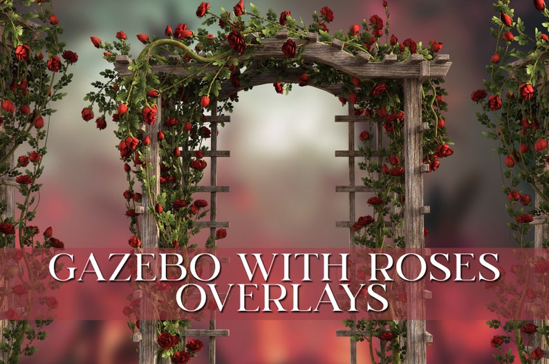 Gazebo With Roses Overlays , Rose Vines Overlays , Gazebo Overlays - Etsy