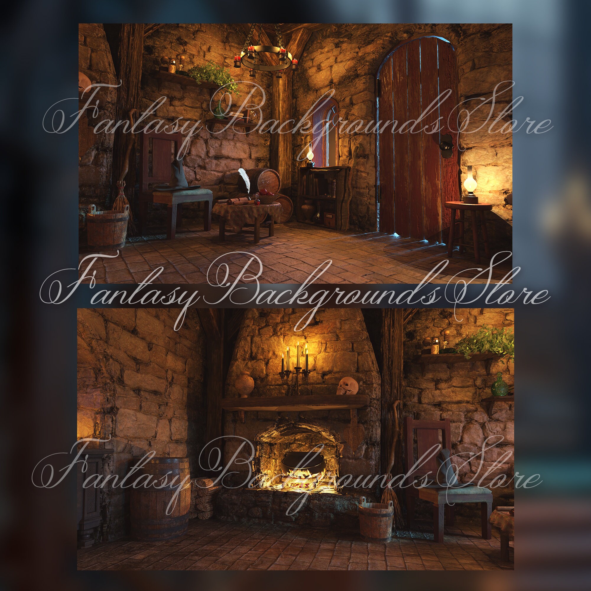 Wizard / Witch House Backdrops , Witch Table Overlays , Witch Potions ...