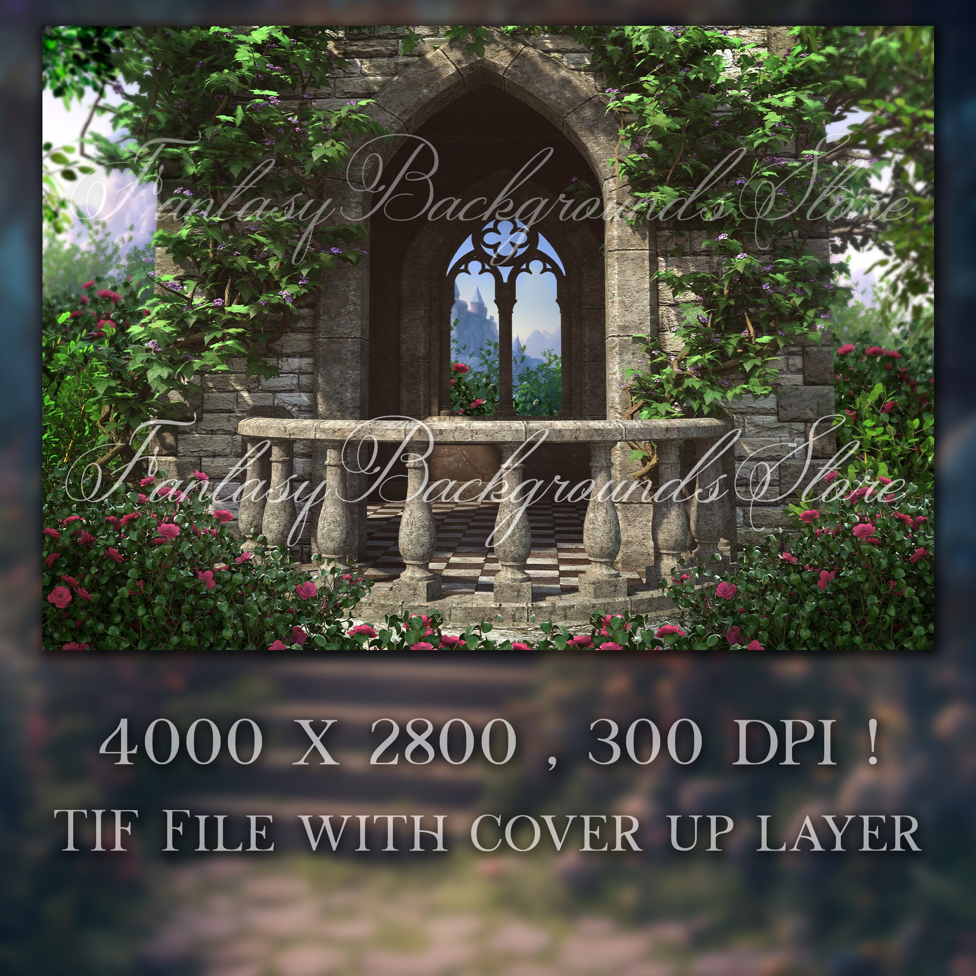 Digital Princess Tower Background With Overlay, Princess Backdrop ...