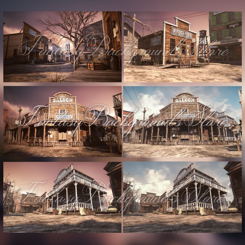 Old West Town Digital Background, Western Backdrop, Cowboy Backdrop ...