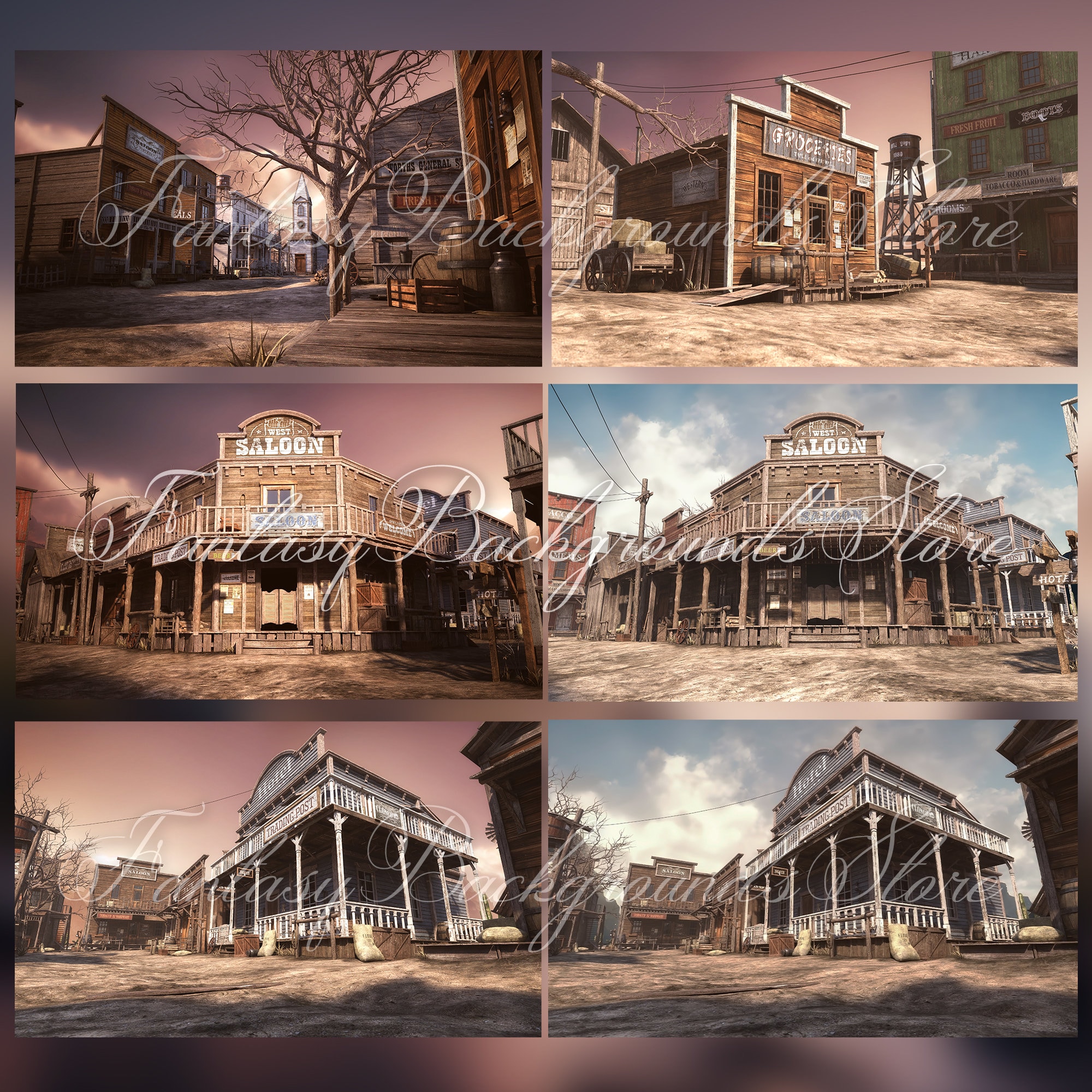 Old West Town Digital Background, Western Backdrop, Cowboy Backdrop ...