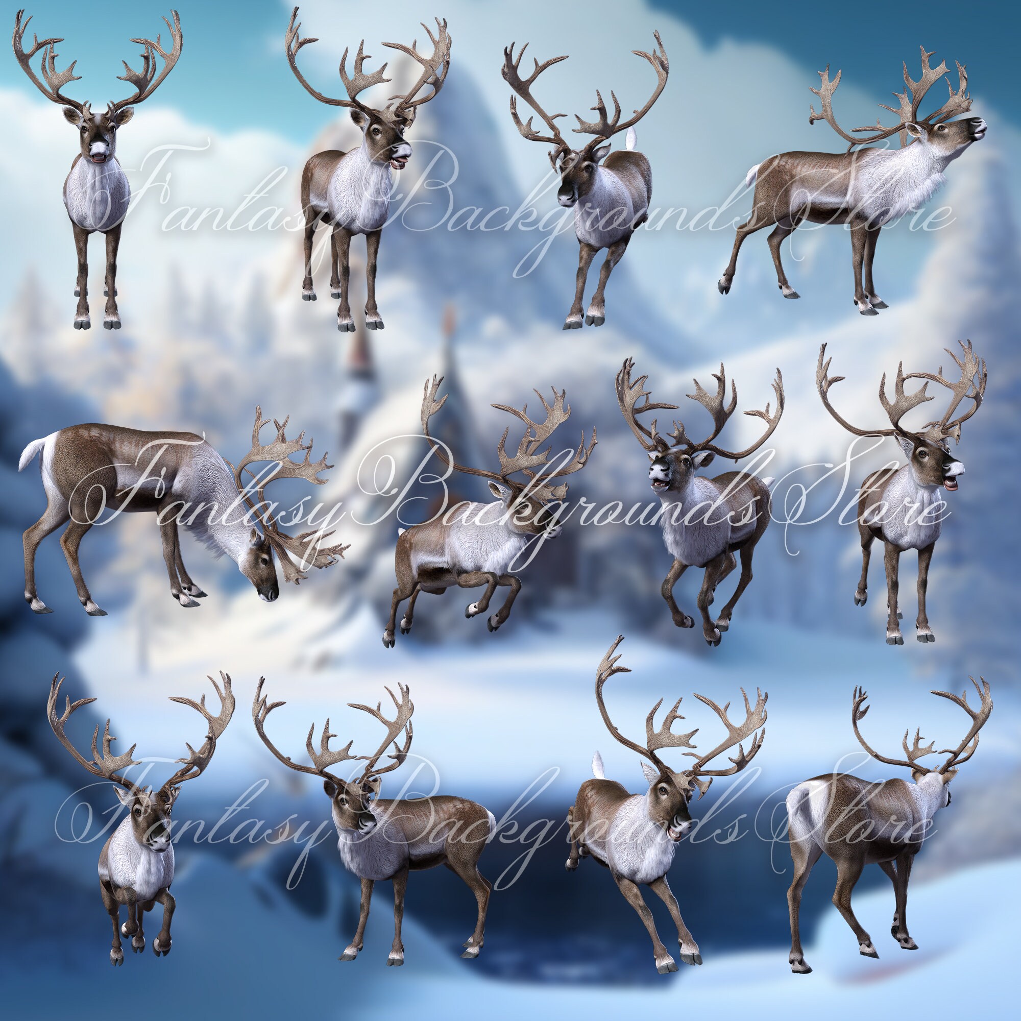 Reindeer Overlays, Reindeer Png , Christmas Overlay - Etsy