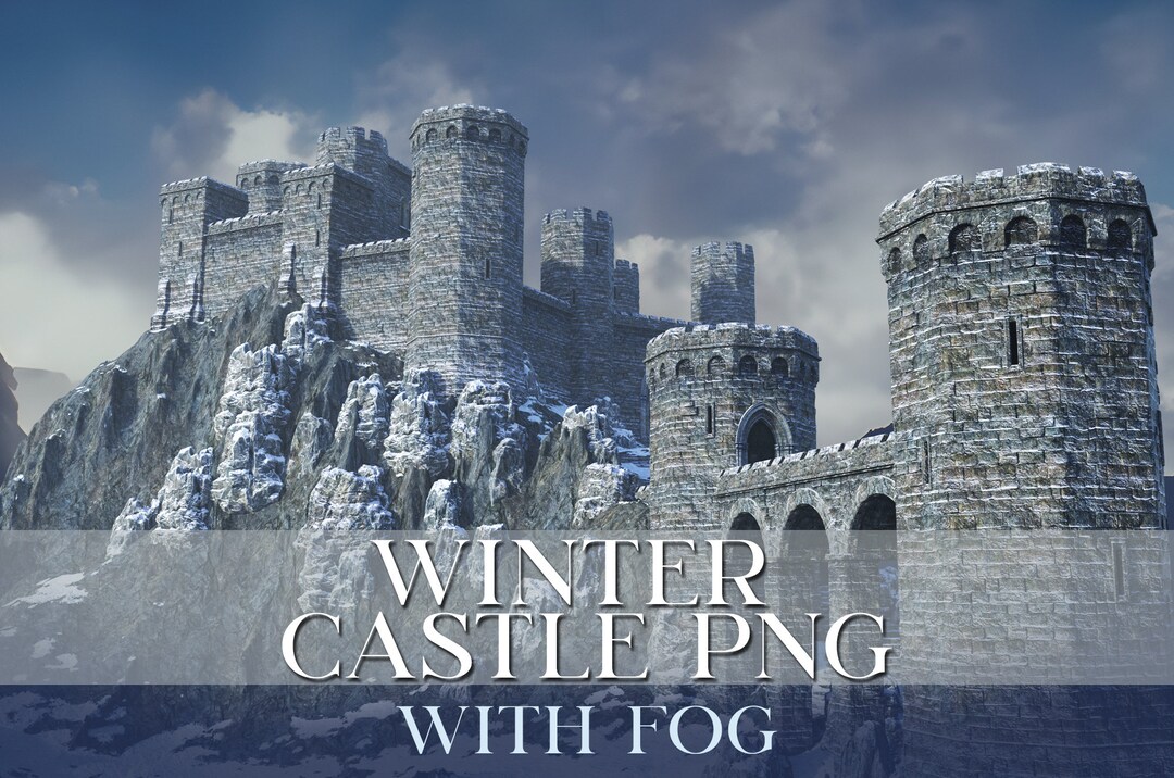 Winter Castle Digital PNG Backdrop With Fog , Castle , Winter ...