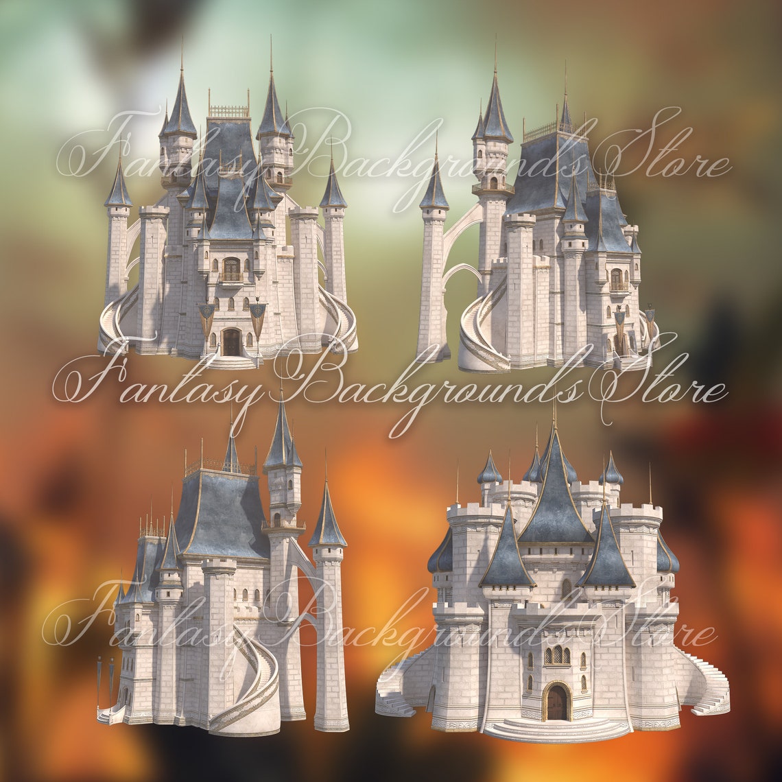 Castle Overlays Fantasy Castle PNG Overlays - Etsy