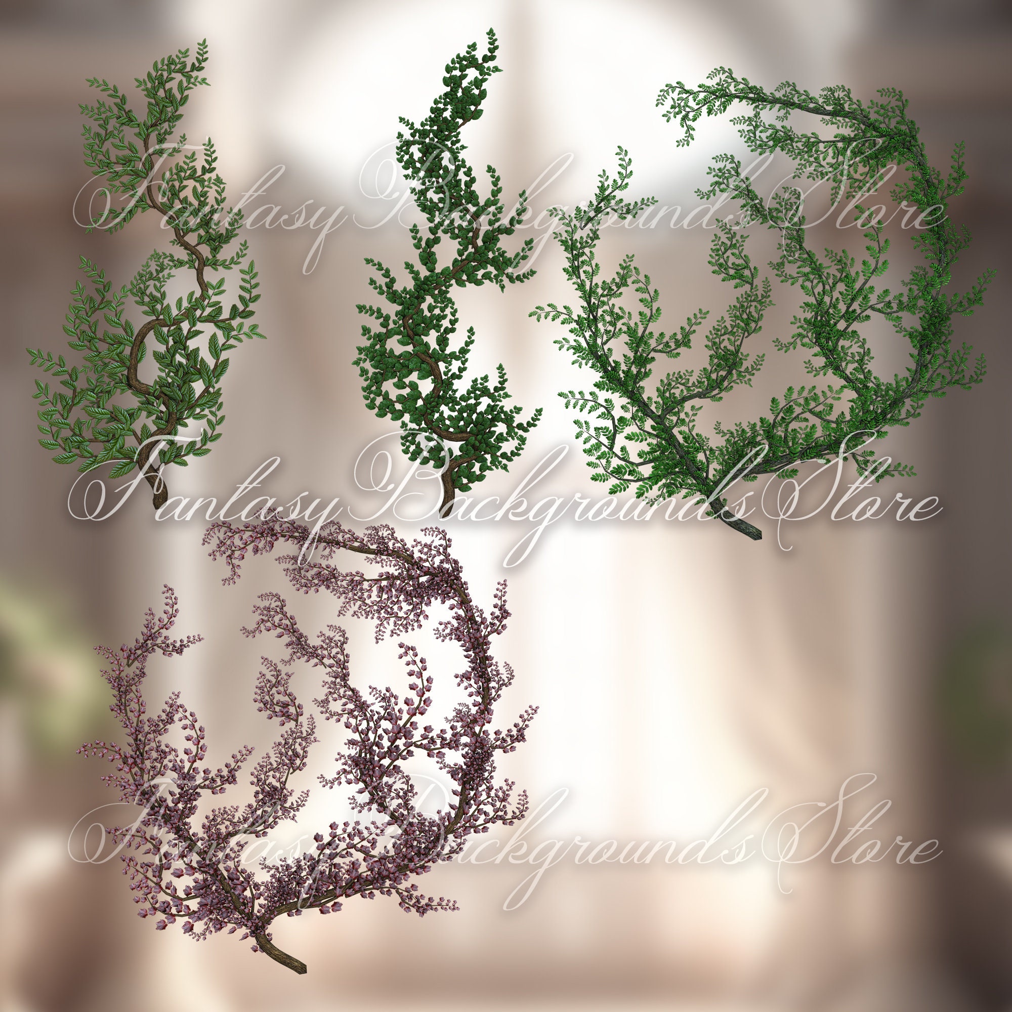 Digital Vines, Vines Fantasy Plants , Decoration , Clipart , Overlay ...