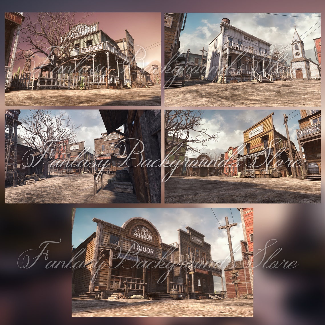 Old West Town Digital Background, Western Backdrop, Cowboy Backdrop ...