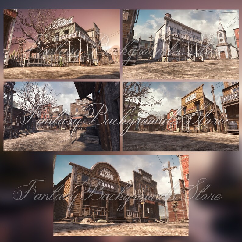 Old West Town Digital Background, Western Backdrop, Cowboy Backdrop ...