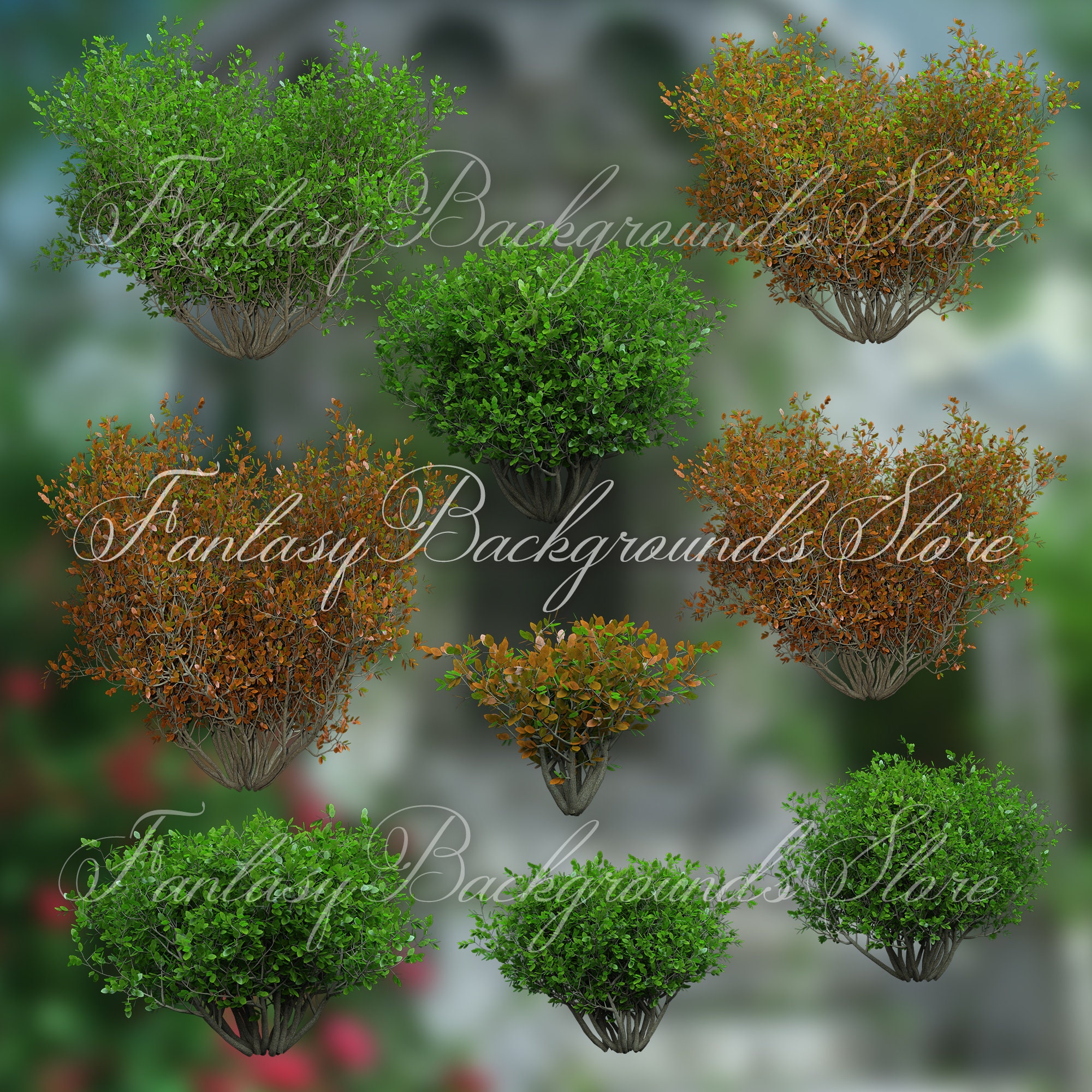 Bush Overlays, Green, Autumn Overlays, Overlays - Etsy