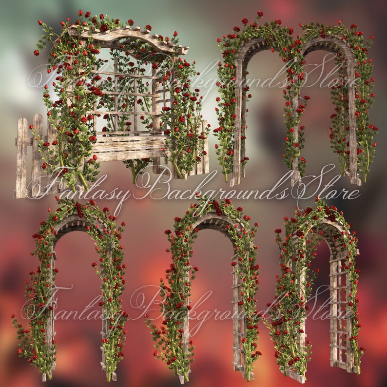 Gazebo With Roses Overlays , Rose Vines Overlays , Gazebo Overlays - Etsy