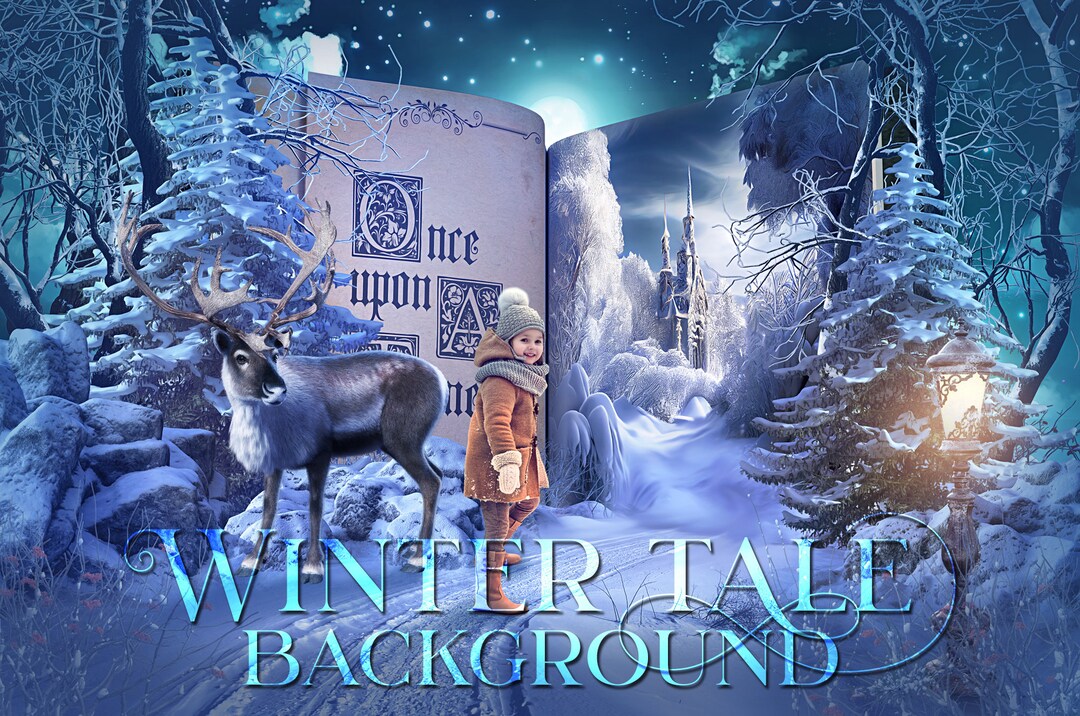 Winter Tale Digital Background , Magic Book Digital Backdrop , Winter ...