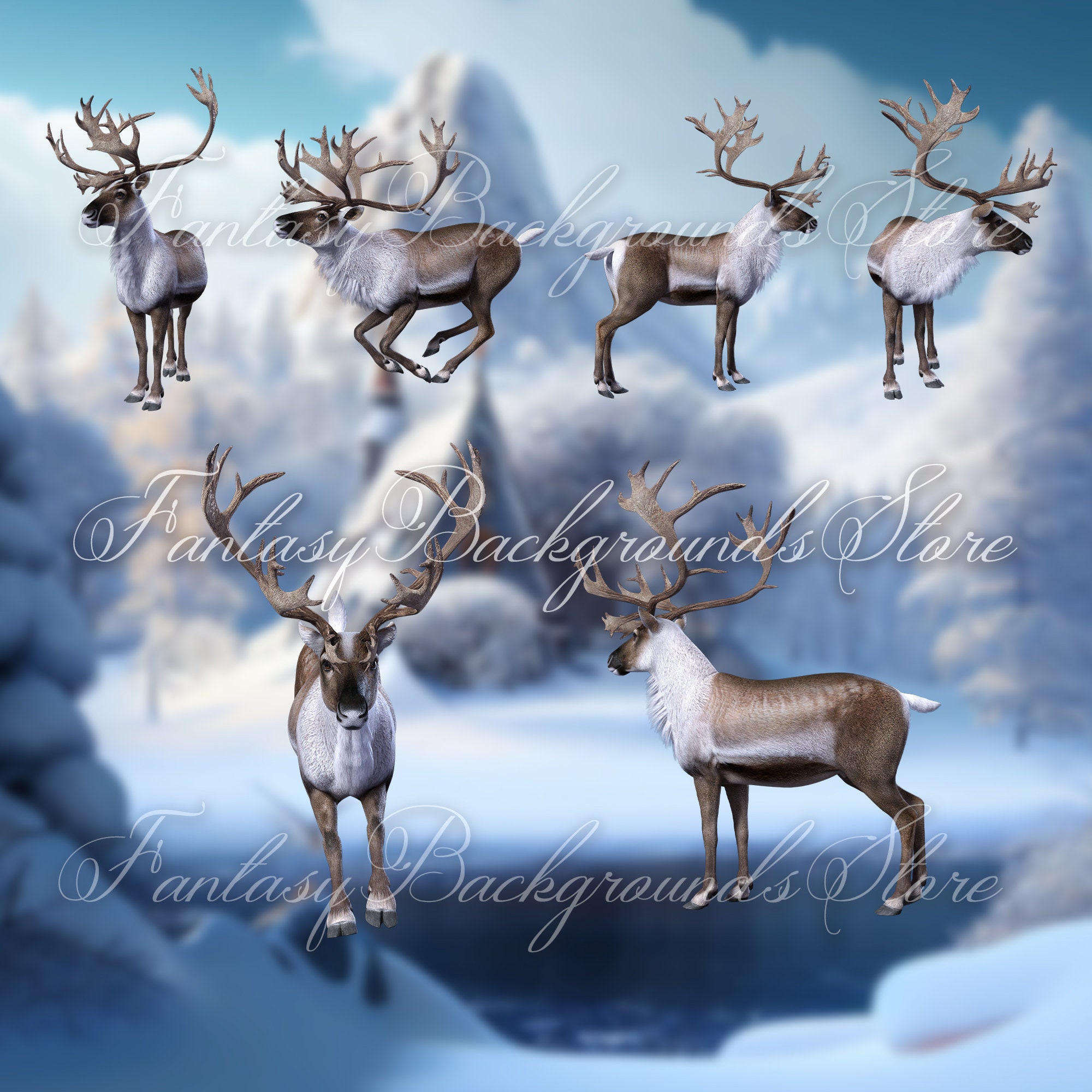 Reindeer Overlays, Reindeer Png , Christmas Overlay - Etsy