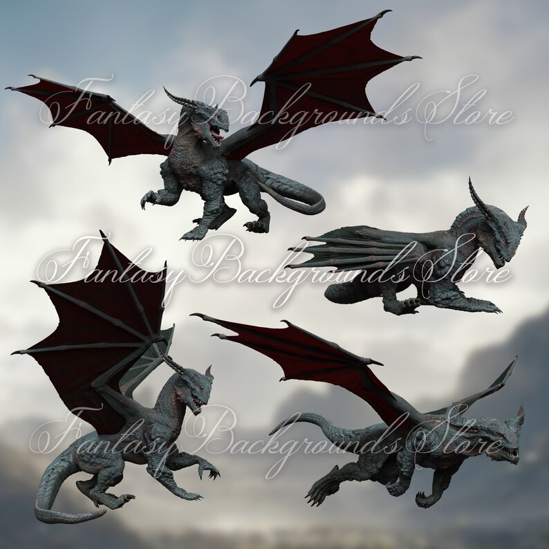 Fantasy Dragon Overlays , Dragon Overlays , Photoshop File , PNG File ...