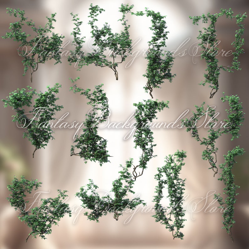 Digital Green Vines, Vines Fantasy Plants , Decoration , Clipart ...