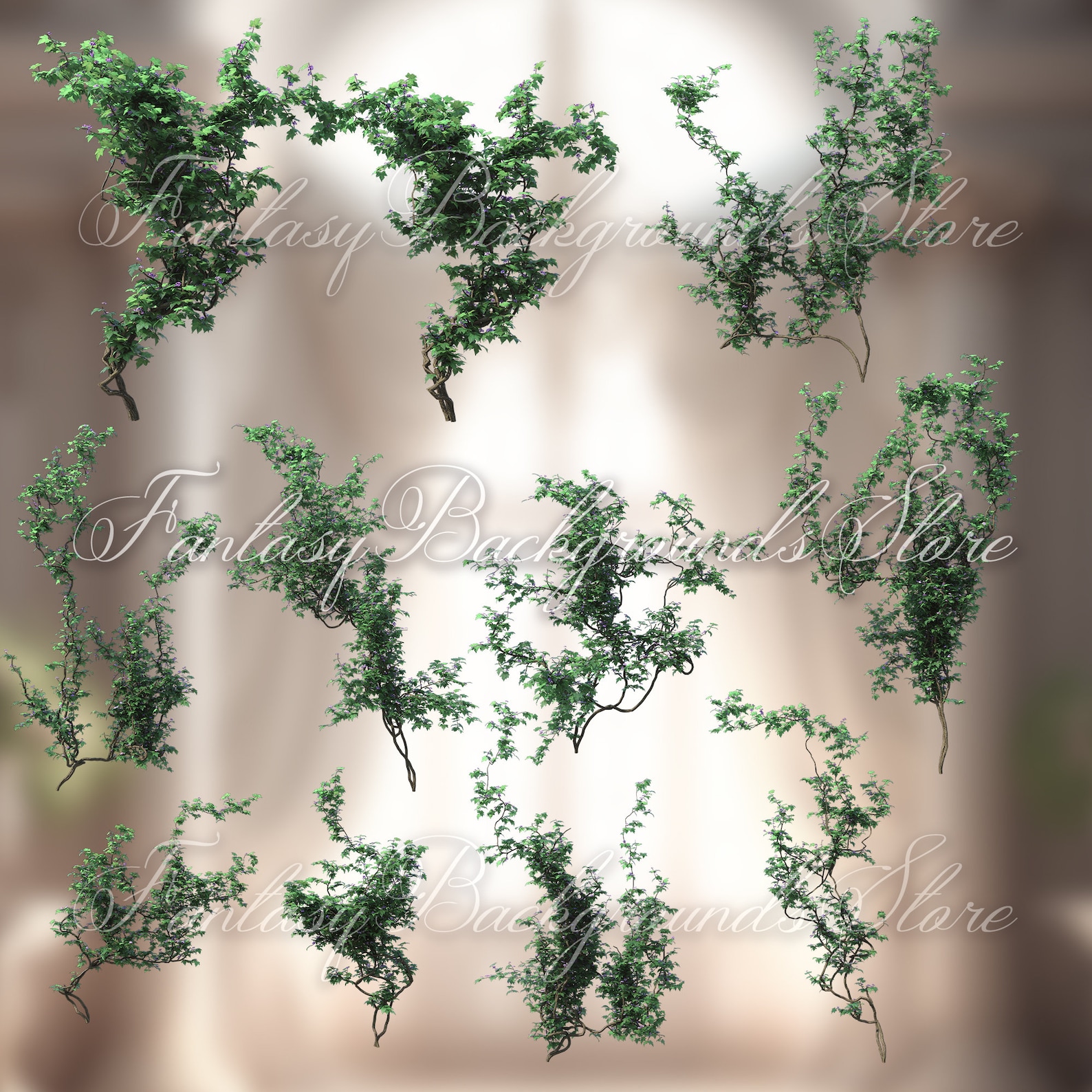Digital Green Vines, Vines Fantasy Plants , Decoration , Clipart ...