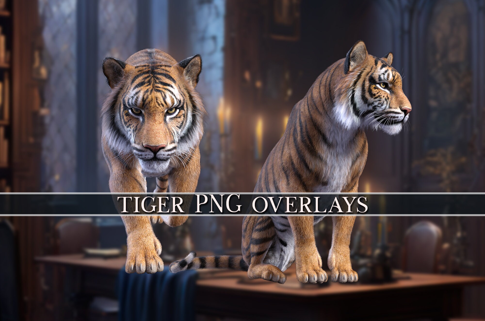Tiger Overlays , Wild Animals , 3D Rendered , Clipart , PNG ,photoshop ...