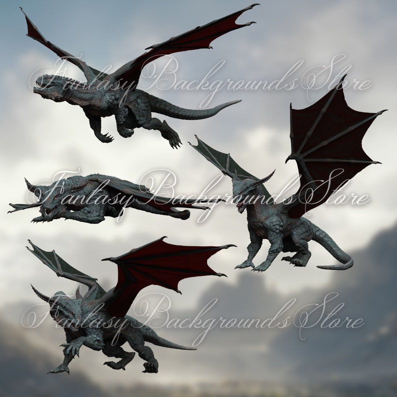 Fantasy Dragon Overlays , Dragon Overlays , Photoshop File , PNG File ...
